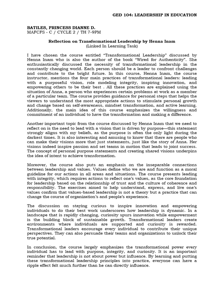 BATILES, PRINCESS DIANNE D. - Linked in Learning Task | PDF ...