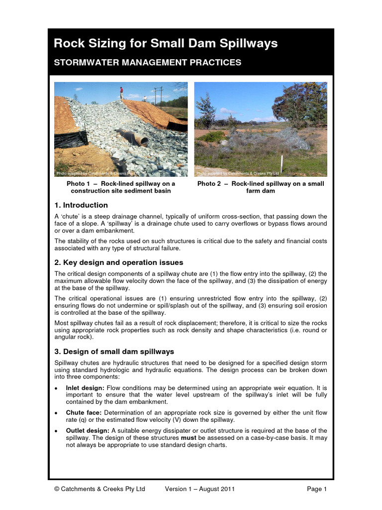 Rock Sizing For Dam Spillways | Download Free PDF | Spillway | Dam