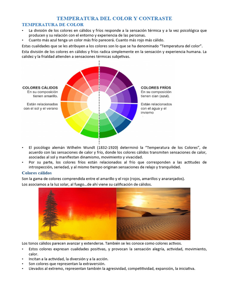 Temperatura Del Color y Contraste | Descargar gratis PDF | Color | Visión