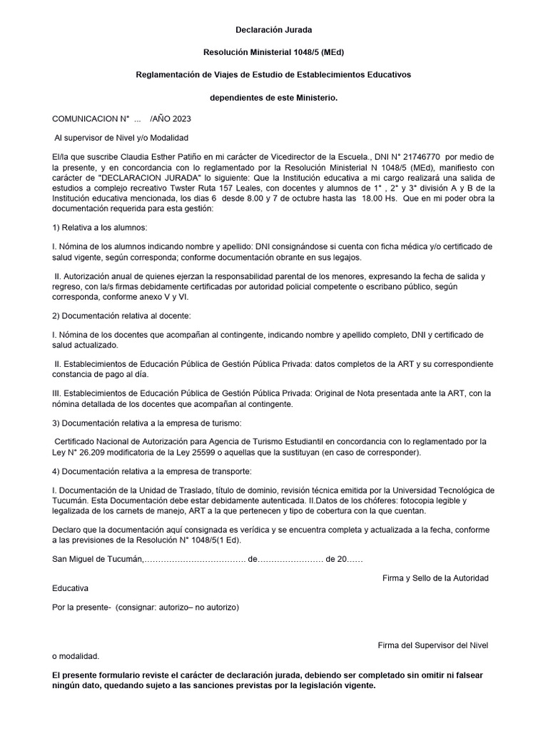 Anexo Vii Declaracion Jurada | PDF