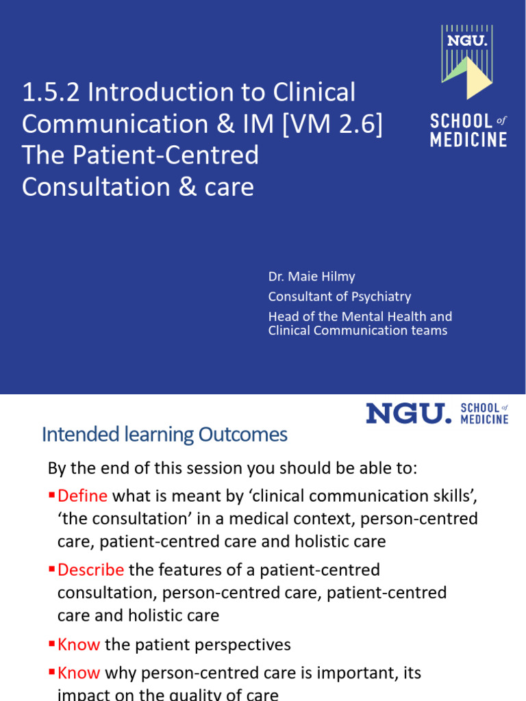 IM (VM 1.5.2) Introduction To Clinical Communication IM (VM 2.6) The ...