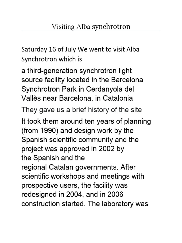 Visiting Alba Synchrotron Pdf
