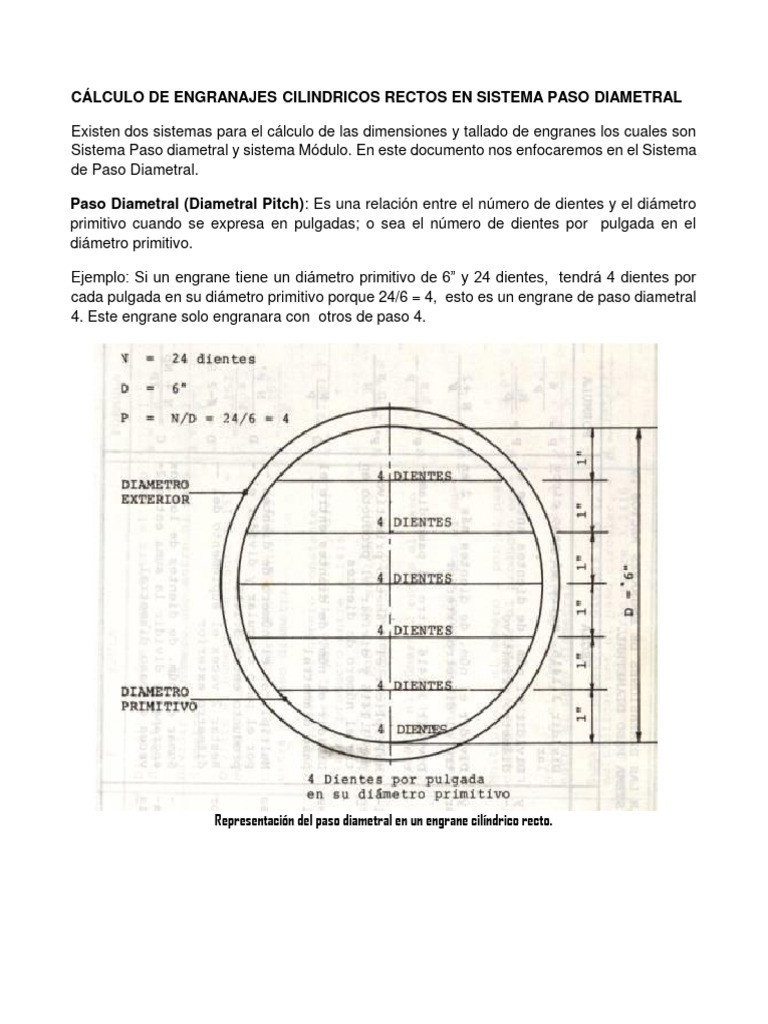 Engranes CDDR - Sistema Paso Diametral | PDF | Engranaje | Geometría ...