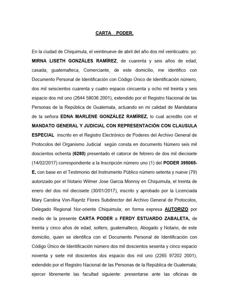 Carta Poder Energuate | PDF | Política | Ciencias sociales