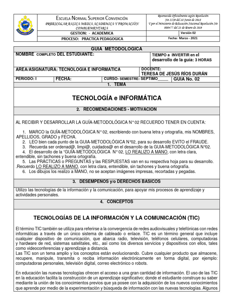 Guía Metodológica de TIC para Séptimo | PDF | Tecnología de información ...