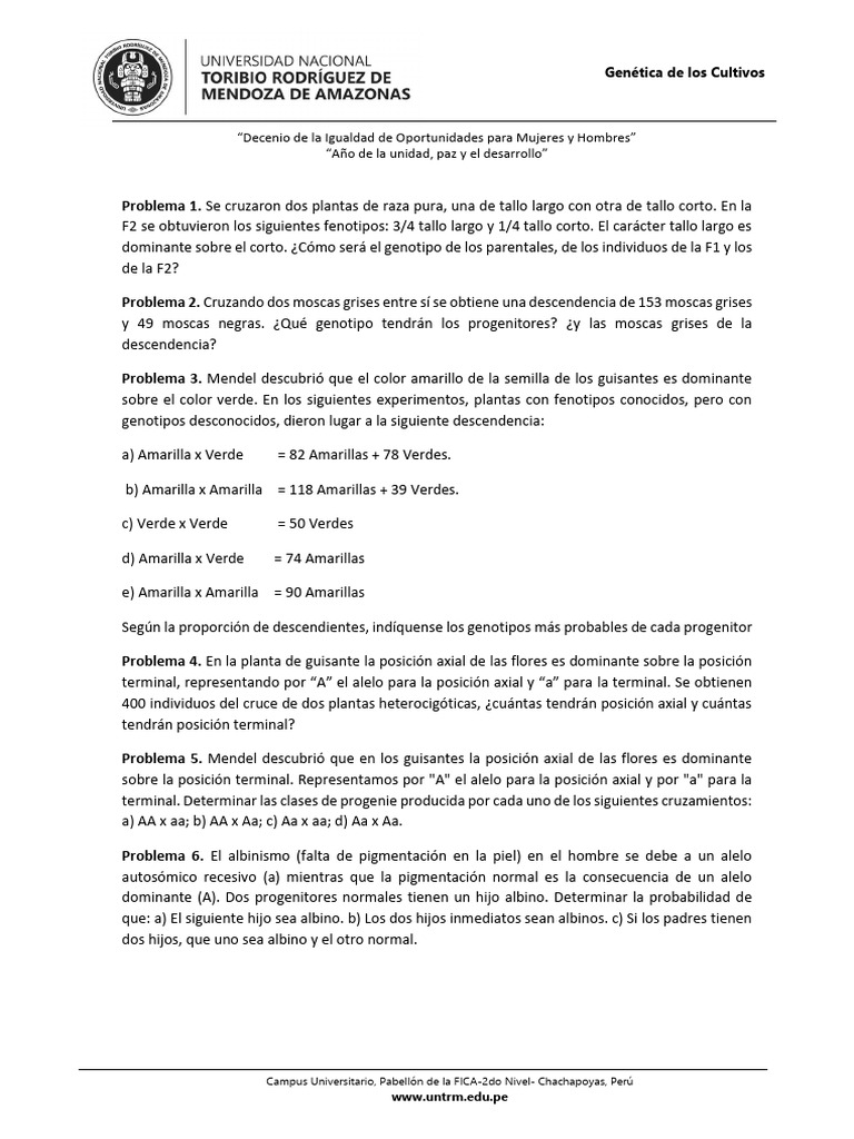 Práctica Genética De Los Cultivos Herencia Mendeliana Pdf 1918