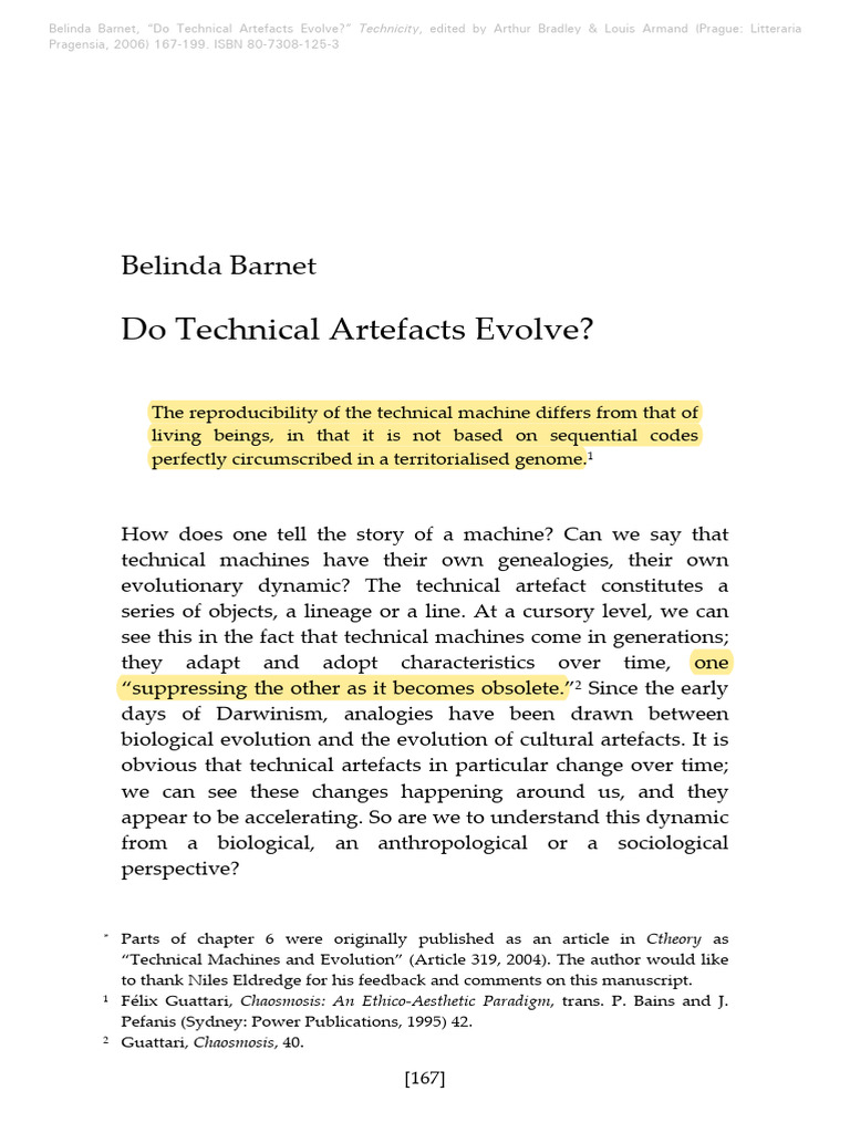 Evolution of Technical Artefacts | PDF | Evolution | Thought