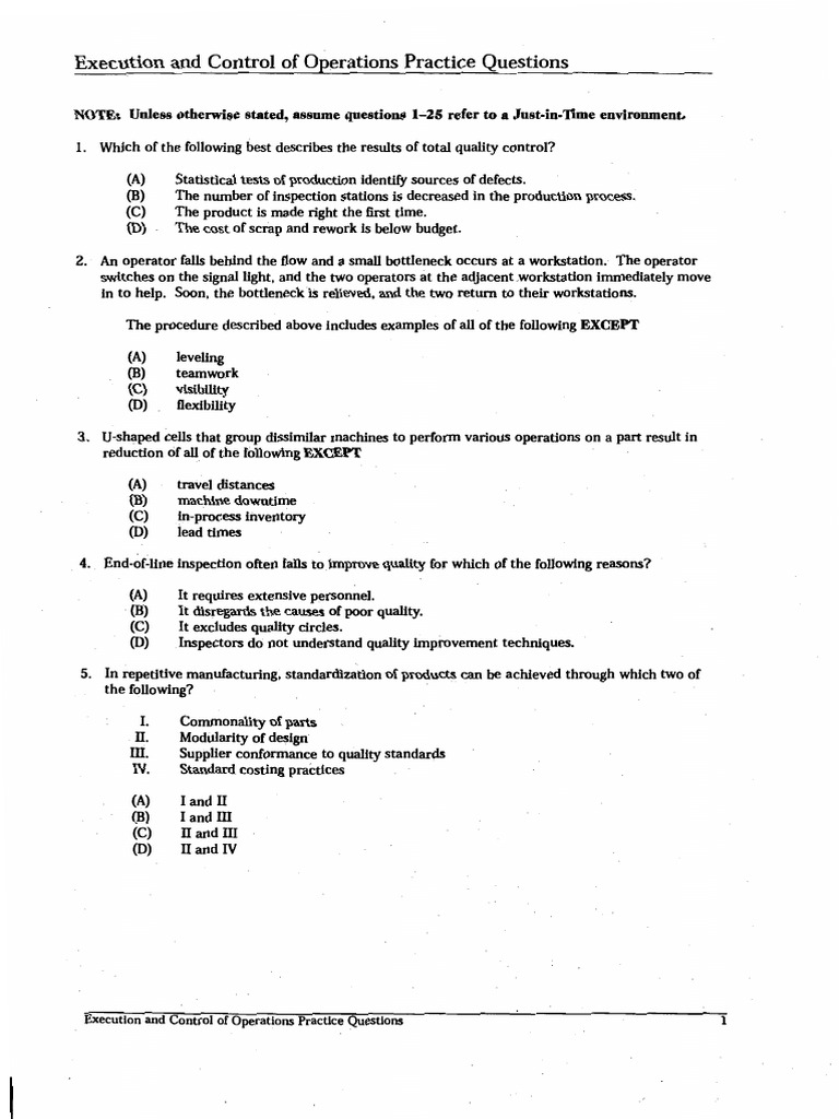 Execution & Control of Operations - Booklet | PDF