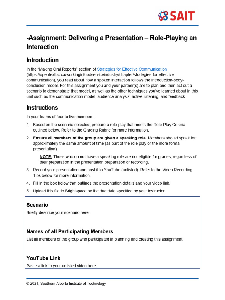 Presentation Role-Play Guide | PDF | Communication | You Tube