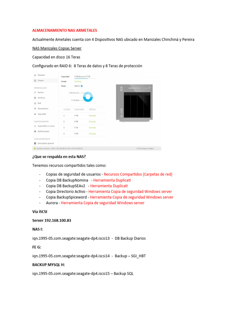 Almacenamentos Nas | PDF | Apoyo | Redes de computadoras