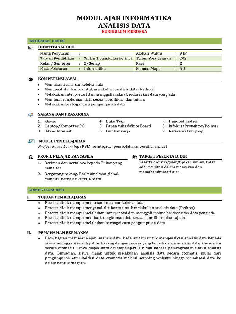 Modul Ajar Informatika | PDF