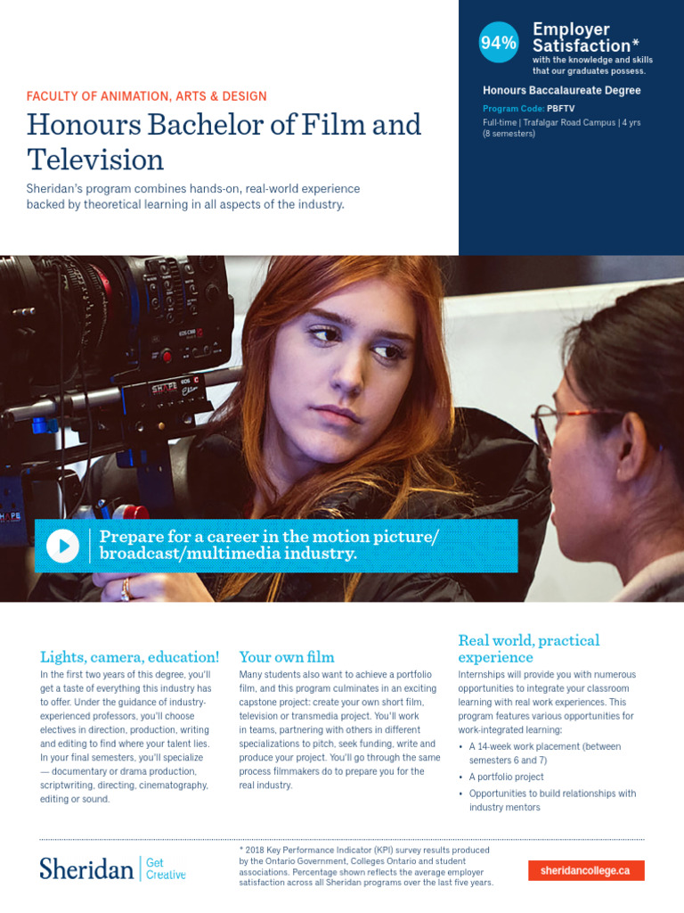 Sheridan Honours Bachelor of Film & TV | PDF | Academic Degree ...