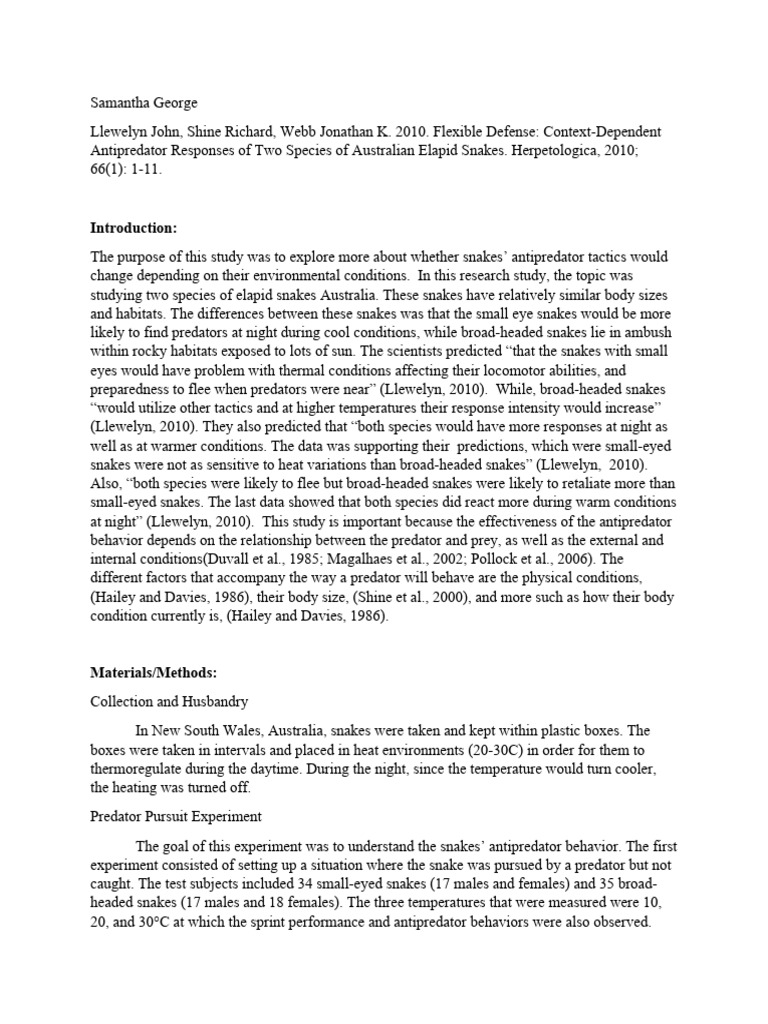 Research Snakes Animal Physio 2 | PDF | Predation | Snake