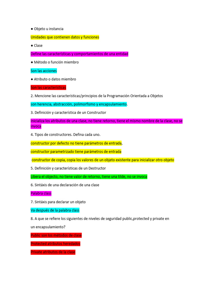 Guia Examen Poo | PDF | Objeto (informática) | Constructor (Programación Orientada a Objetos)