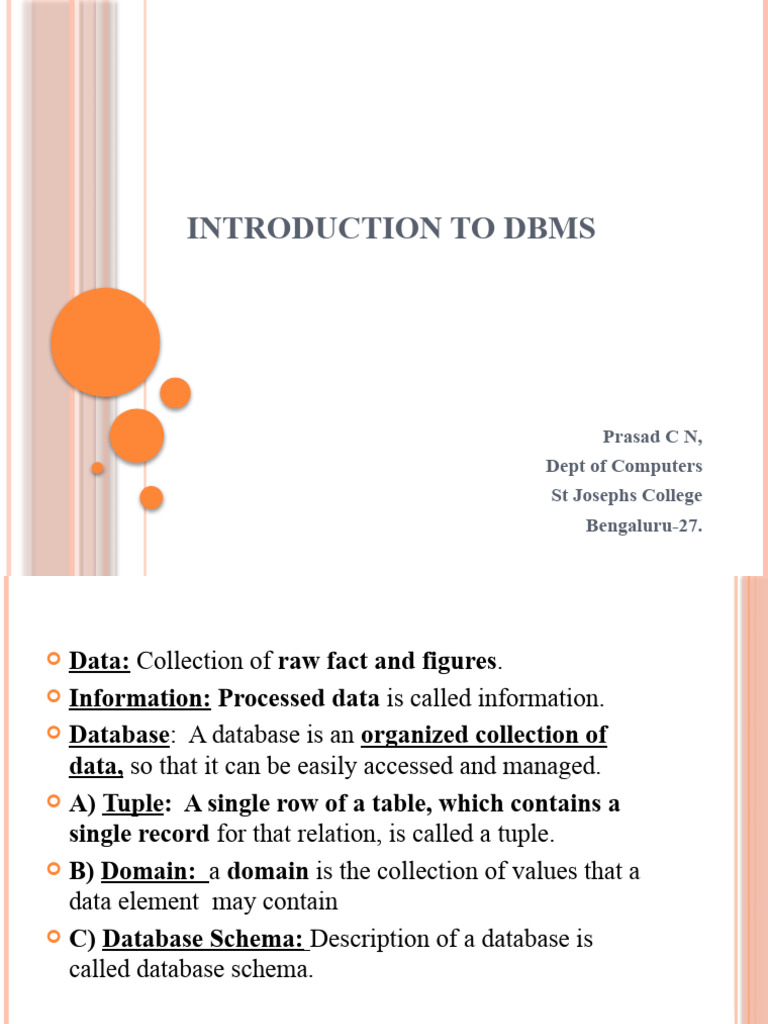 Introduction To Dbms | PDF | Databases | Database Schema