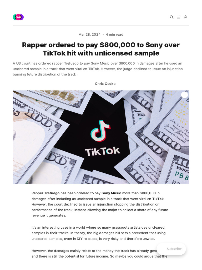 Trefuego Fined $800K for TikTok Sample | PDF | Copyright Infringement ...