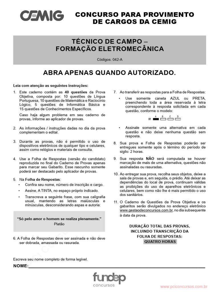 Concurso Cemig: Prova Técnico Eletromecânica | PDF | Eletricidade | Semicondutores