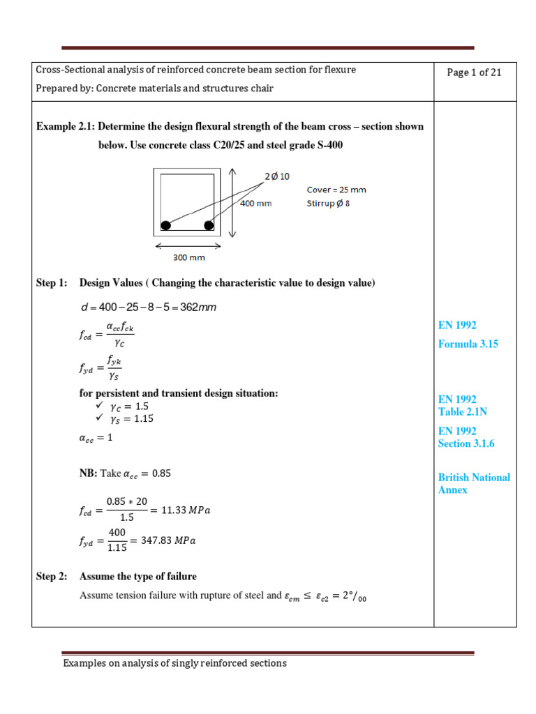 Analysis of Singly RC-Beam RC-1 | Download Free PDF | Bending | Beam ... Analysis of Singly RC-Beam RC-1 | Download Free PDF | Bending | Beam ...
