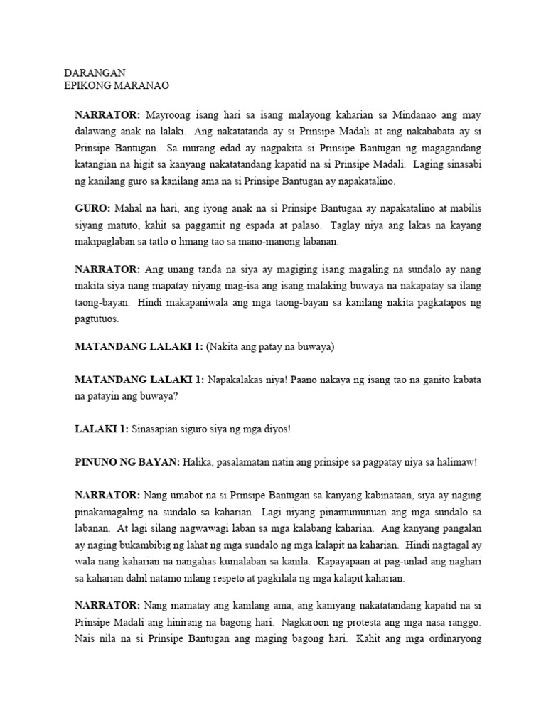 Mindanao - Darangan - Script | PDF