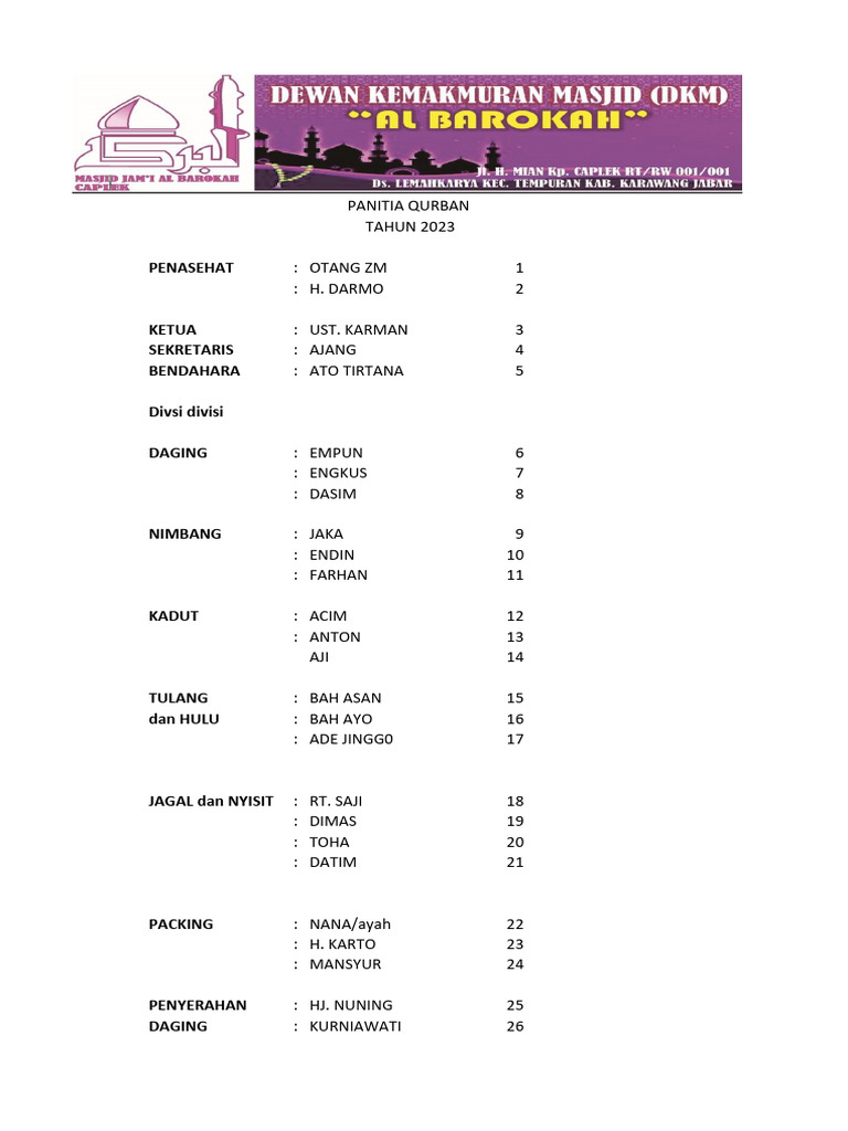 Draf Data Panitia | PDF