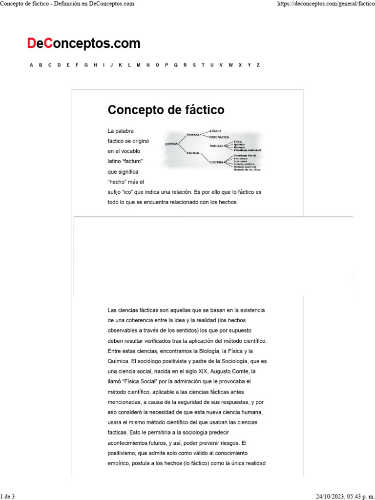 Concepto de Fáctico - Definición en | PDF | Positivismo | Sociología