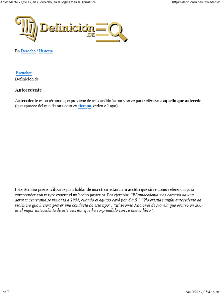 Antecedente - Qué Es, en El Derecho, en La Lógica y en La Gramática ...