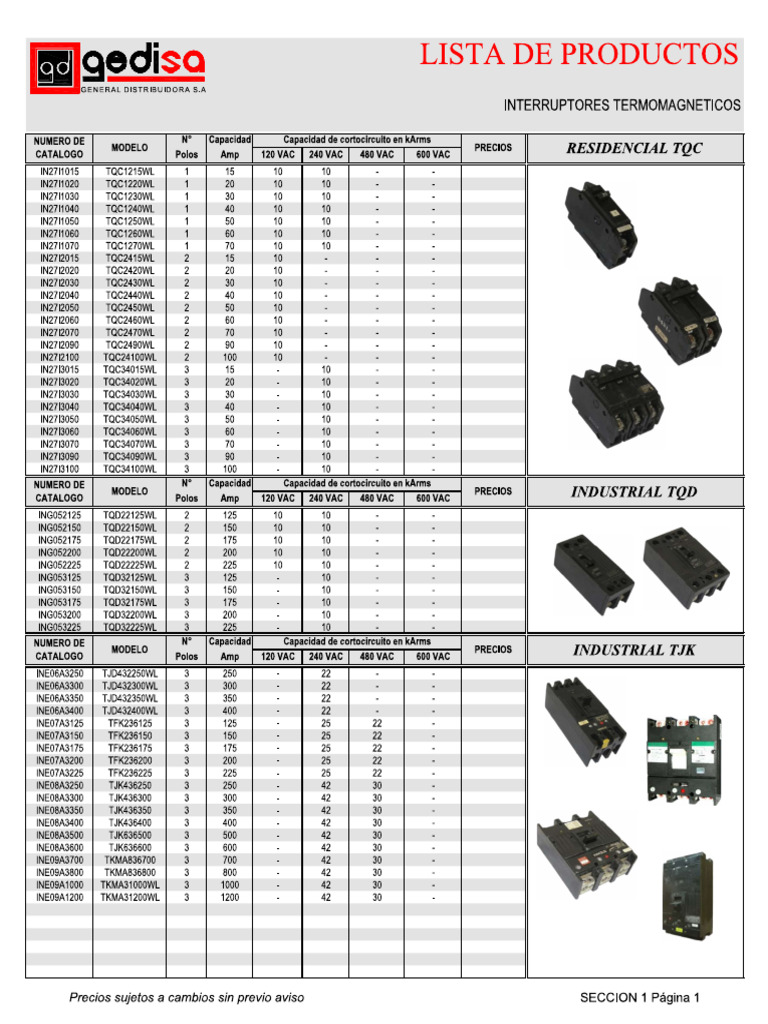 Catalogo de Interruptores Gedisa | PDF