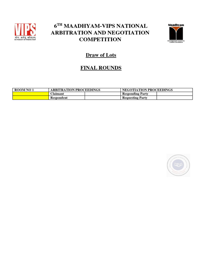 6th Maadhyam-VIPS Arbitration Finals | PDF | Law