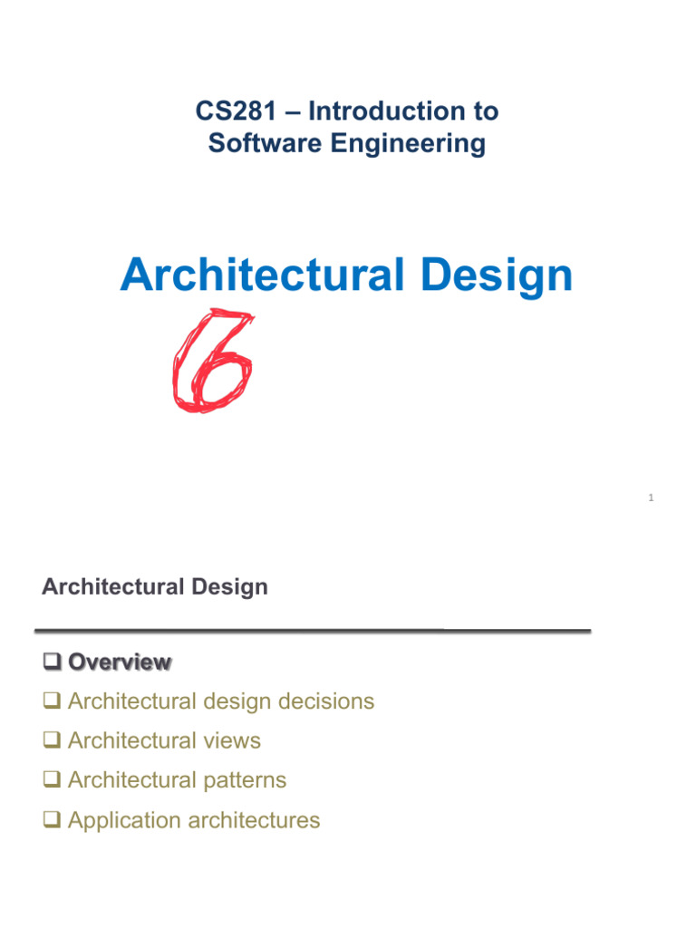 06 - Architectural Design - Lecture91 | PDF | Model–View–Controller | Software Architecture