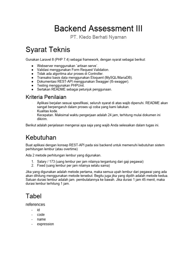 Backend Developer Challenge | PDF