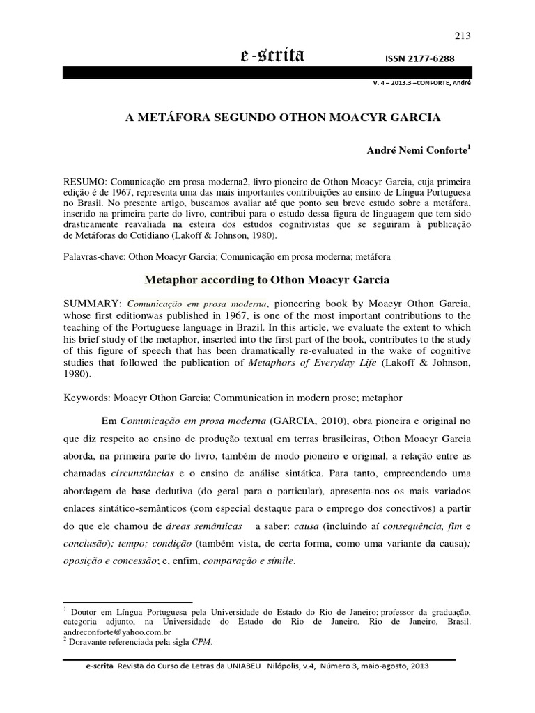 Metáfora em Othon Moacyr Garcia | PDF | Experiência | Metáfora