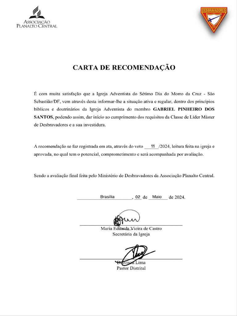 Carta Recomendação Gabriel | PDF