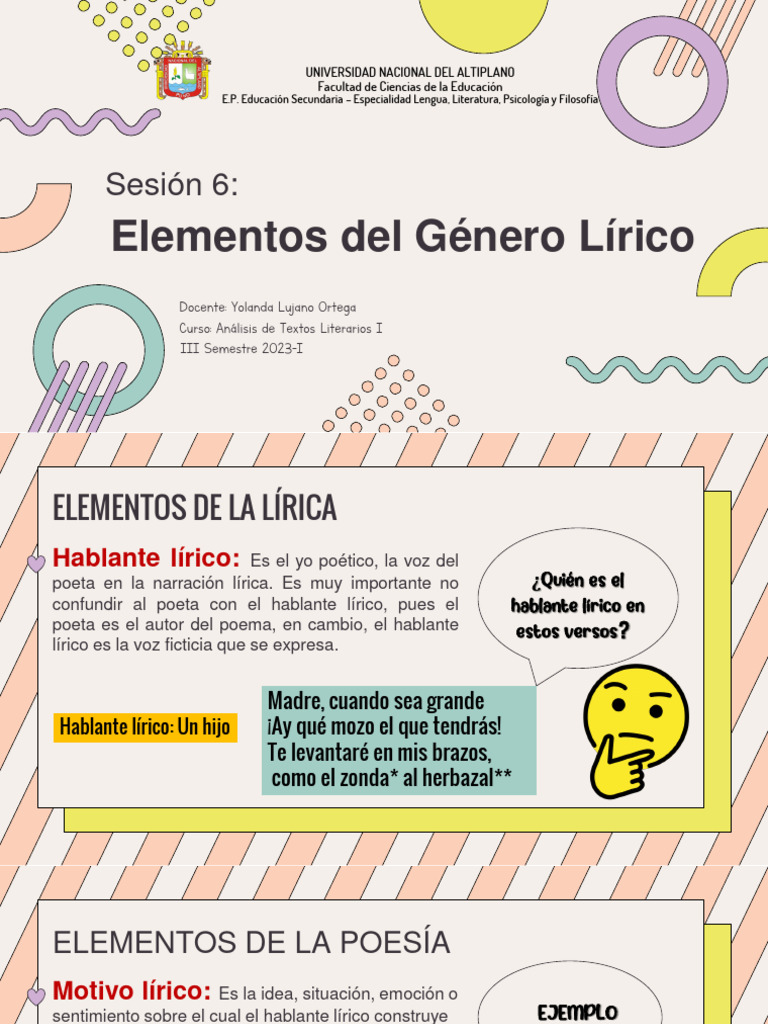 Sesión 6 - Elementos de La Lírica | PDF | Poesía