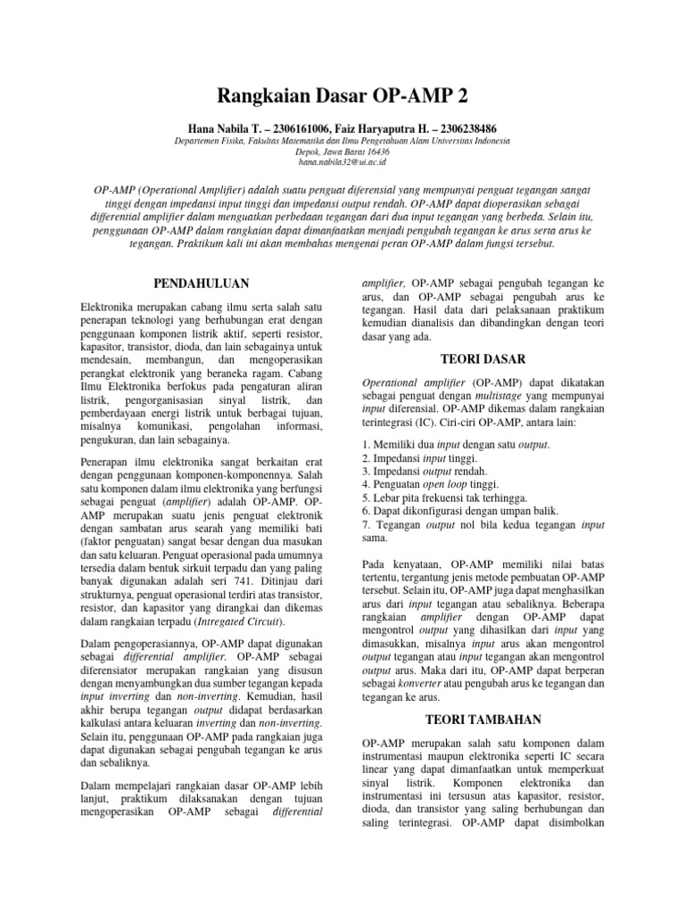 Laporan Akhir Rangkaian Dasar OP-AMP 2 | PDF