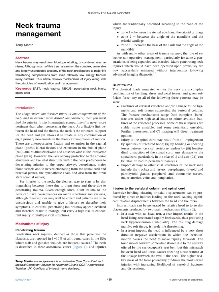 Neck Trauma Management | Download Free PDF | Vertebral Column | Ct Scan