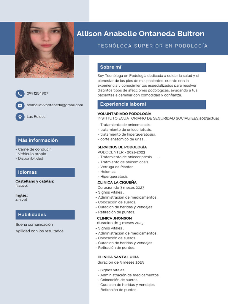 Curriculum - Allison Ontaneda | PDF | Medicina | Medicina CLINICA