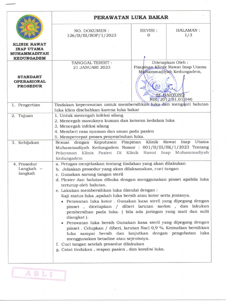 Sop Perawatan Luka Bakar | PDF