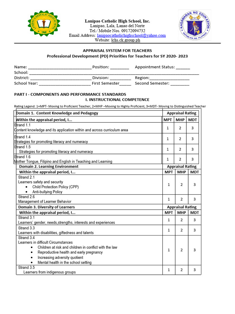 Appraisal PPST For Teachers | Download Free PDF | Teachers | Learning