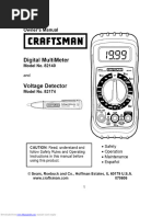Craftsman 82141 Multimeter Manual | PDF | Direct Current | Voltage