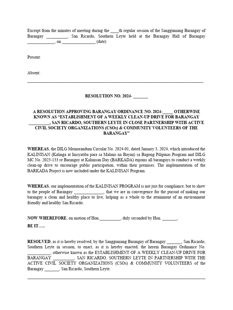 Clean Up Drive Ordinance Template | PDF | Waste Management | Pollution