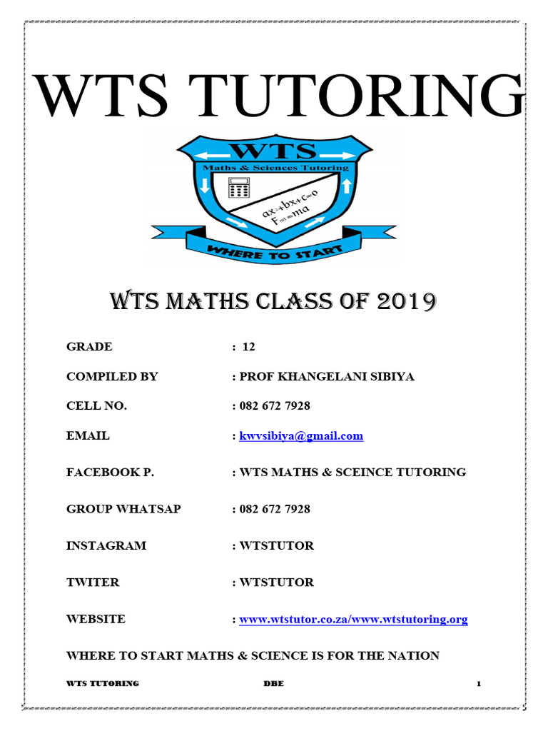 WTS Maths Tutoring Services 2019 | PDF