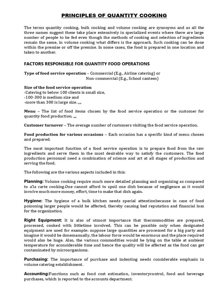 PRODUCTION 2nd Year Quantity Cooking | PDF | Menu | Supply Chain