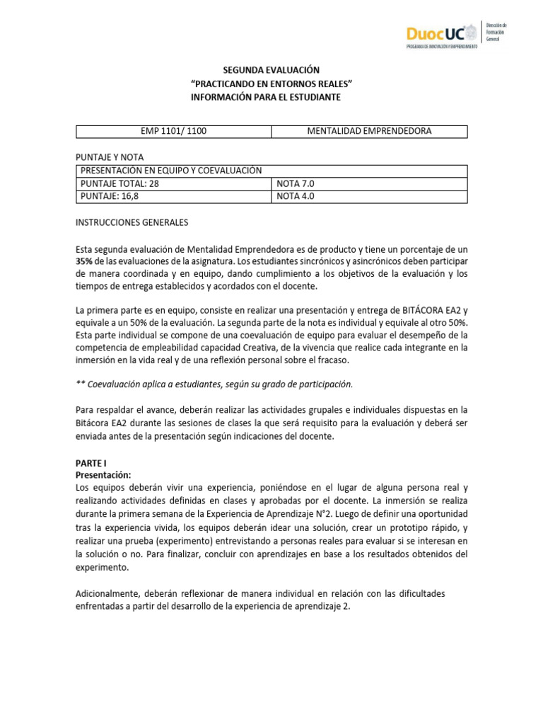 Evaluación de Mentalidad Emprendedora | PDF | Experimentar | Aprendizaje