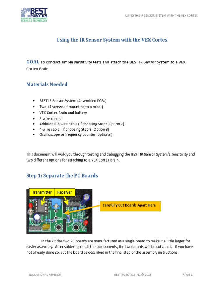 Using The IR Sensor System With VEX Cortex | PDF | Printed Circuit Board | Electrical Connector