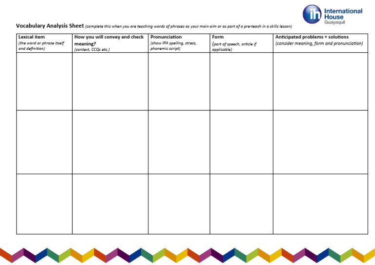 3 - Vocabulary Analysis Sheet | PDF | Career & Growth