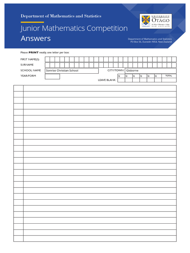 Answer Booklet | PDF