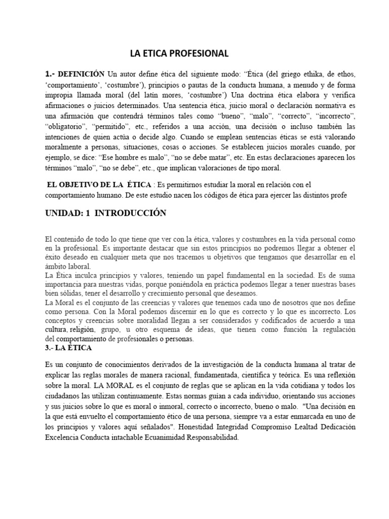 La Etica Profesional Teoria 1 | Descargar gratis PDF | Moralidad