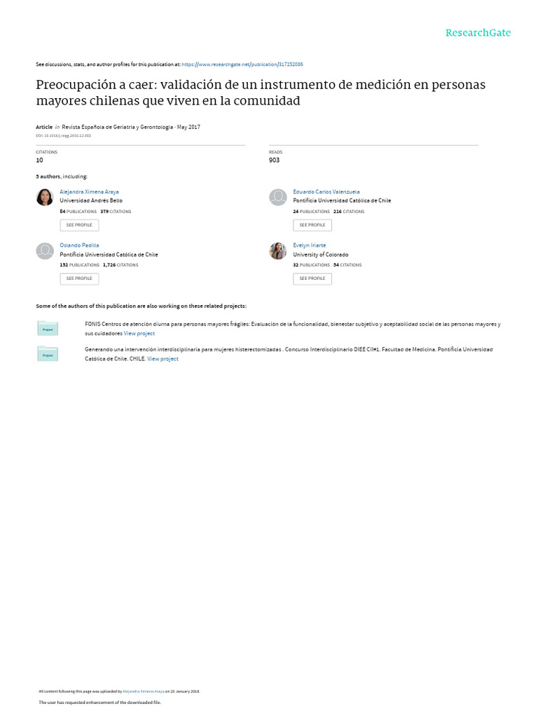 Validación FES-I en Mayores Chilenos | PDF | Validez (Estadísticas ...