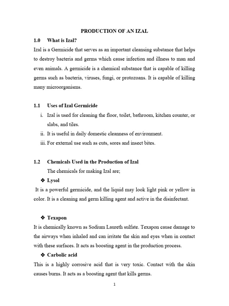 Production of An Izal Complete | Download Free PDF | Disinfectant ...
