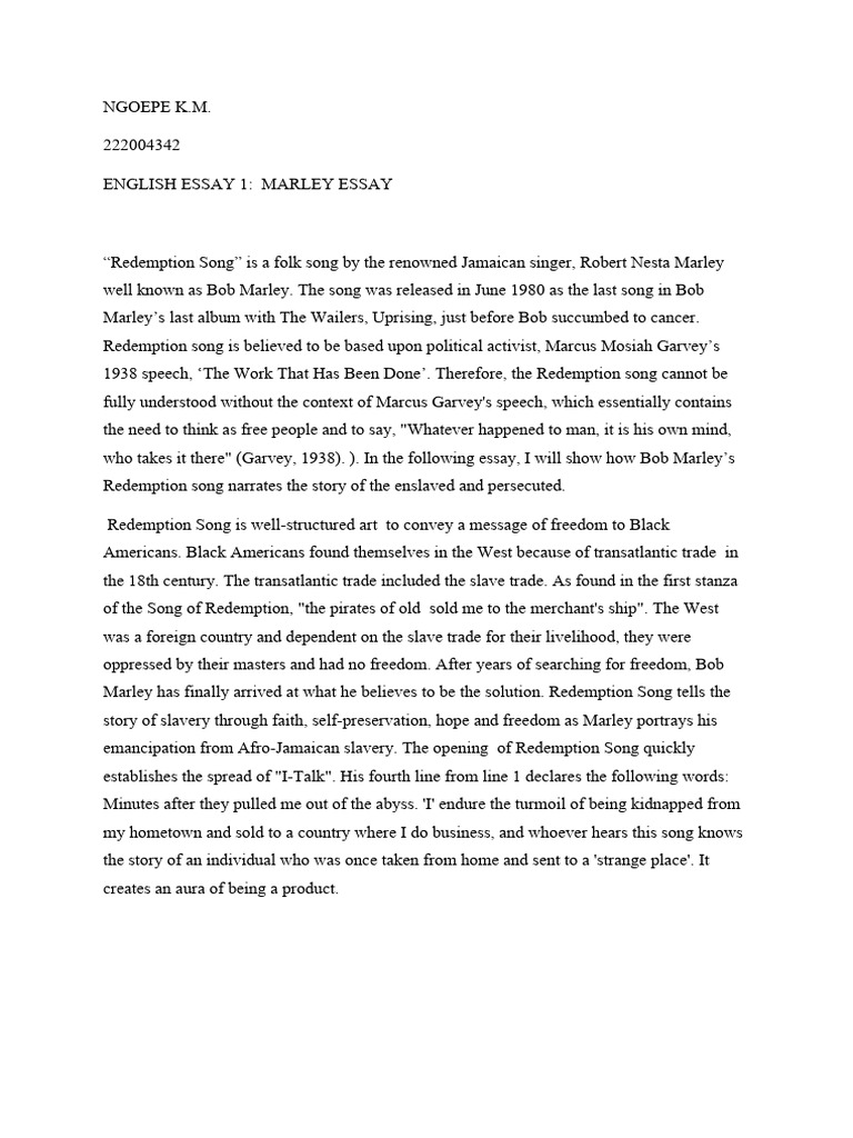 English Bob Marley Essay | PDF | Bob Marley | God